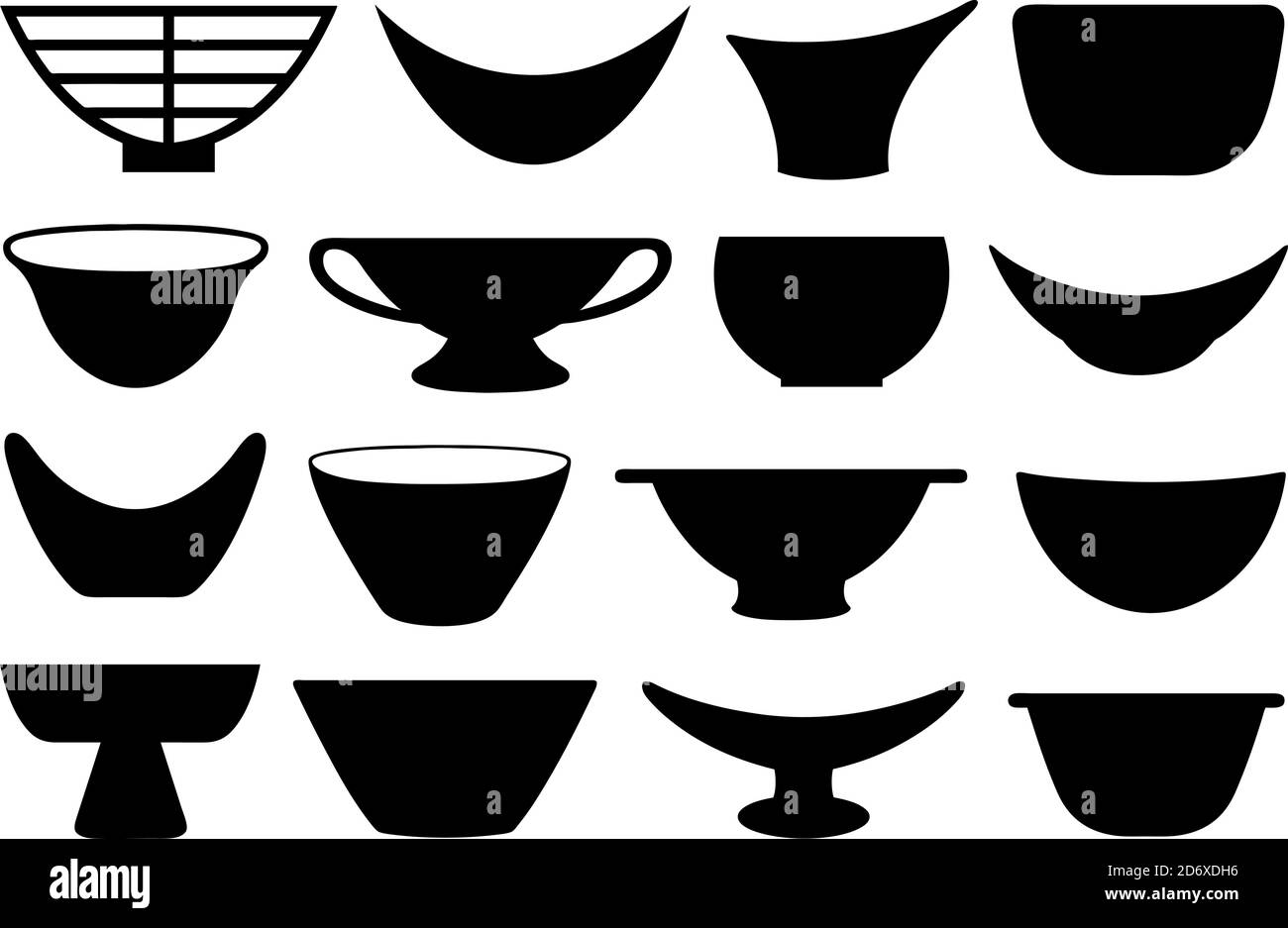 Collection of different bowls isolated on white Stock Vector Image ...