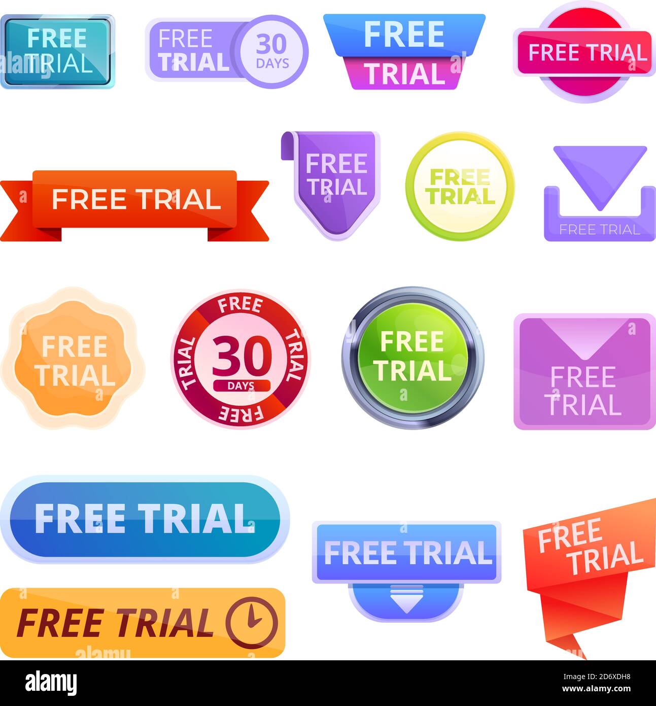 Free trial version icons set. Cartoon set of free trial version vector ...