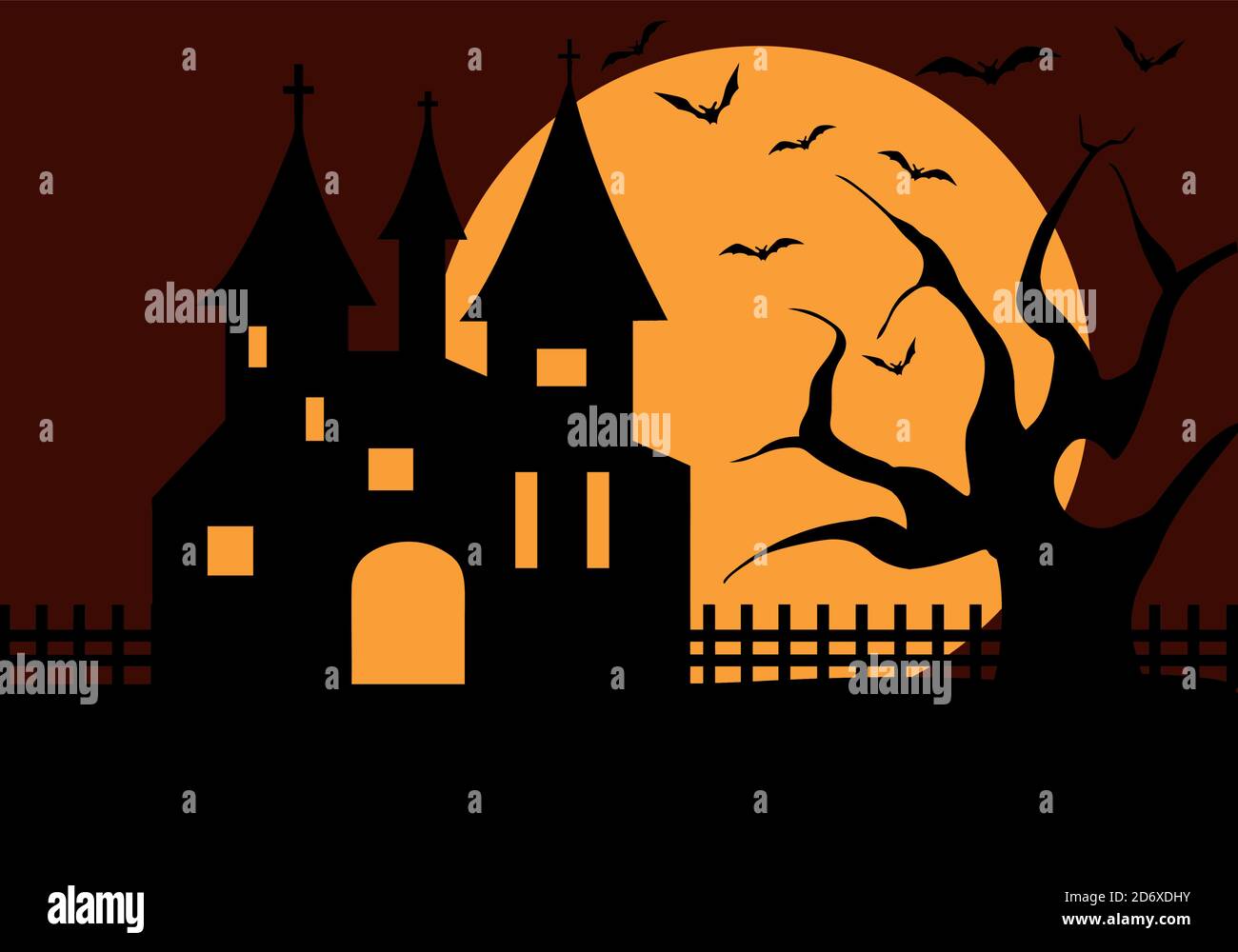 Illustration Of A Halloween Castle Stock Vector Image & Art - Alamy