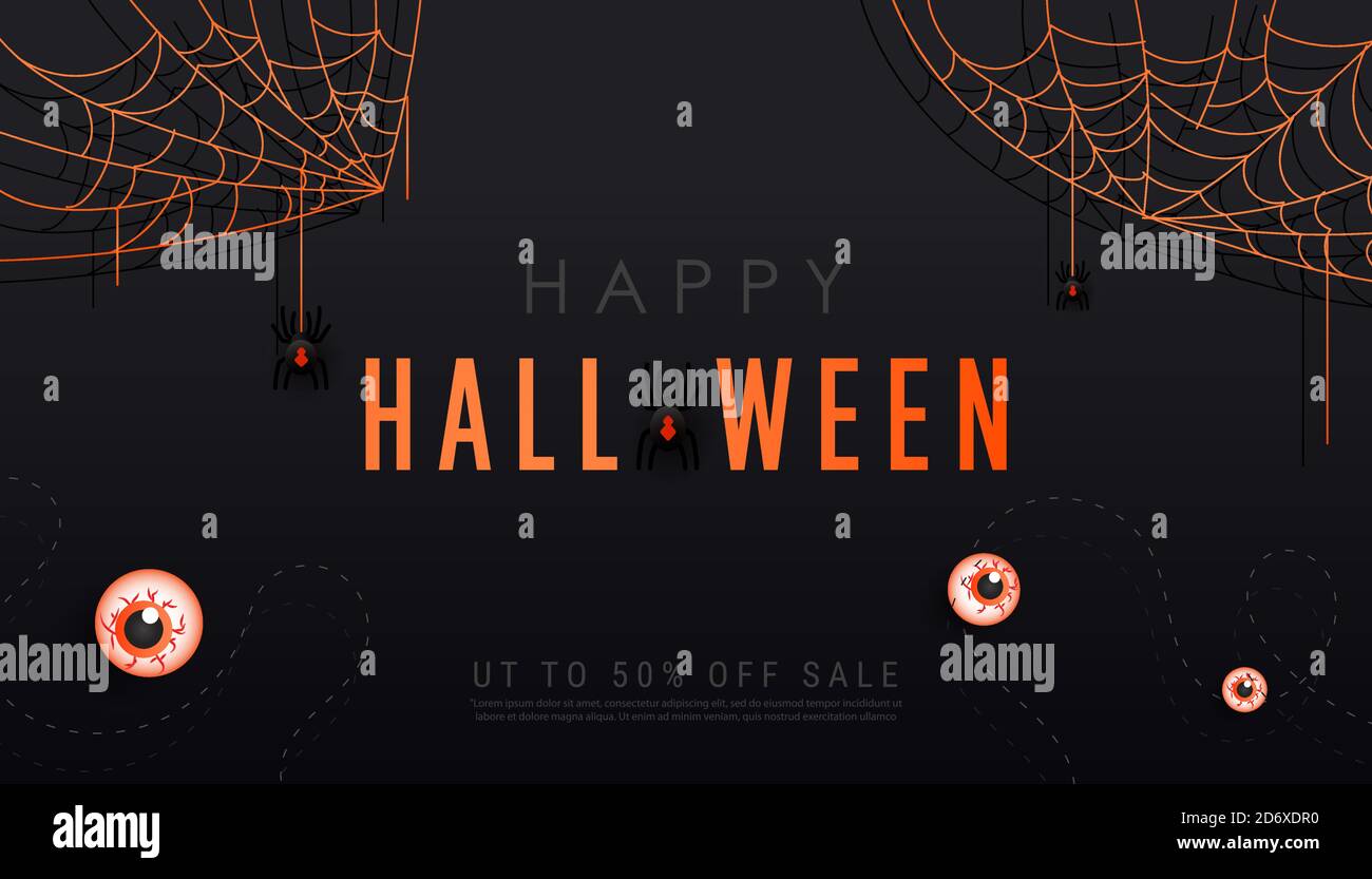 Happy halloween dark banner or party invitation background template ...