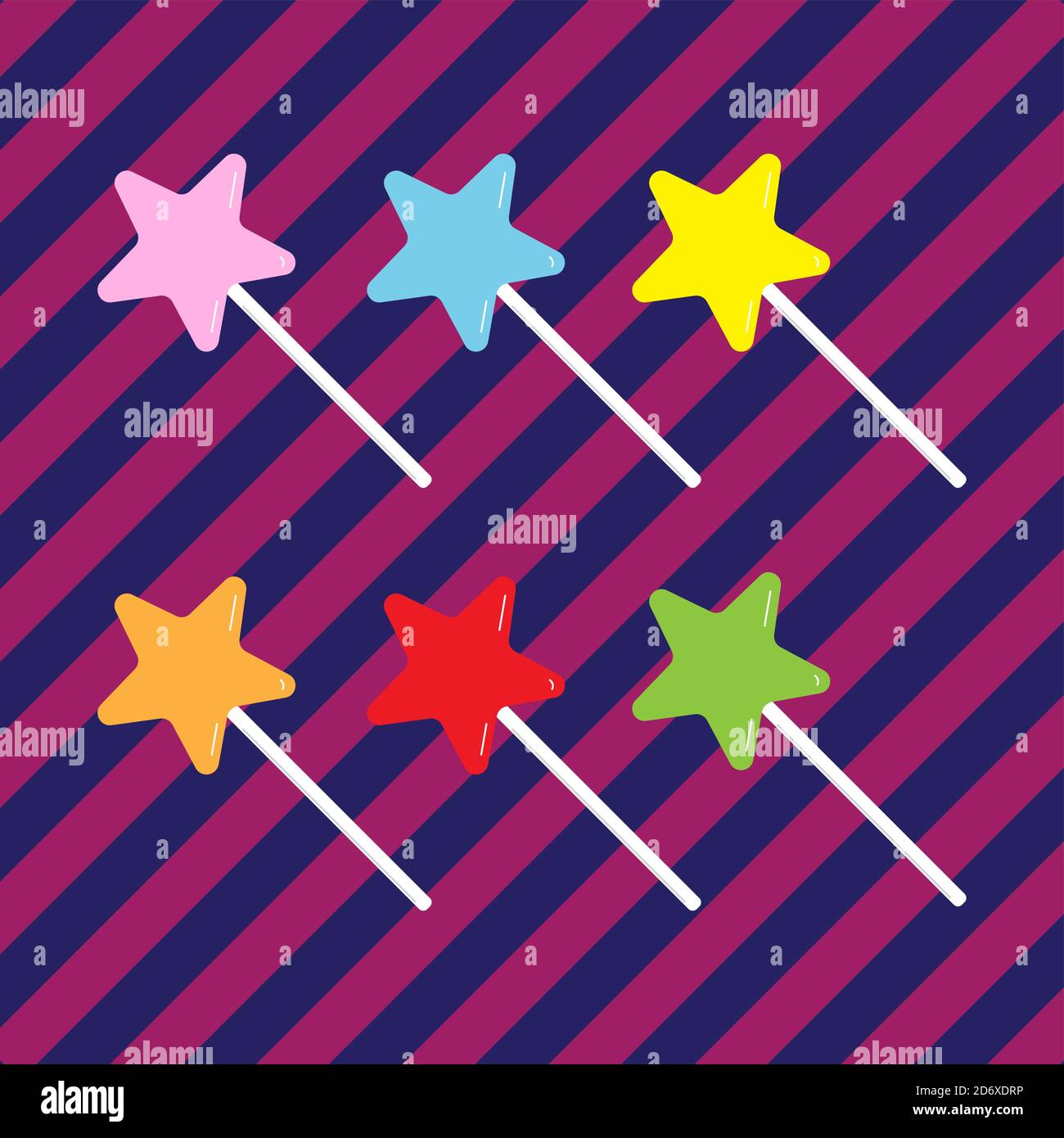 Colorful set of Star shape lollipop candy vector illustration on ...