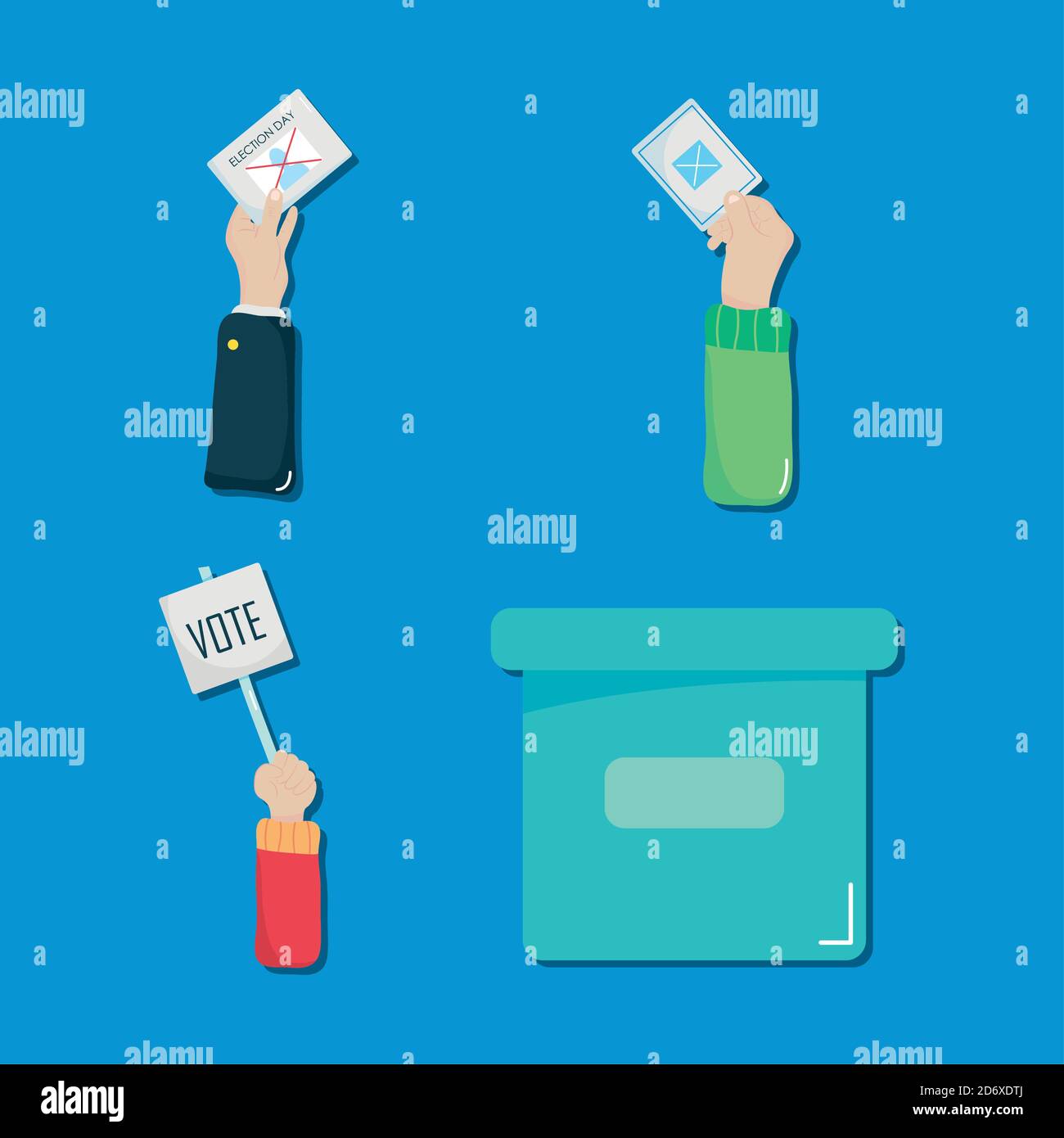 elections day and vote icon set over blue background, colorful design ...