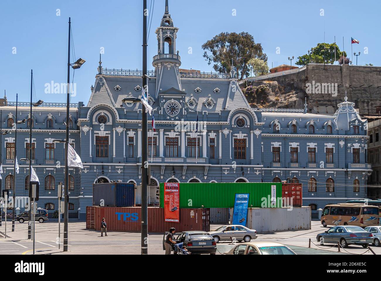 Valparaiso, Chile - December 8, 2008: blue historic building of the ...