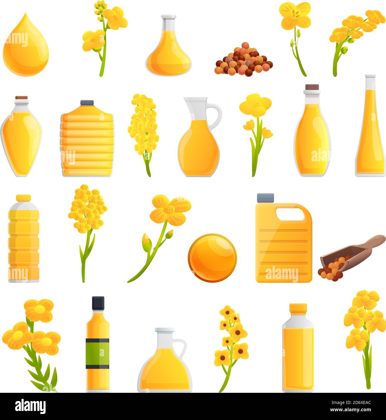 Canola icons set. Cartoon set of canola vector icons for web design ...
