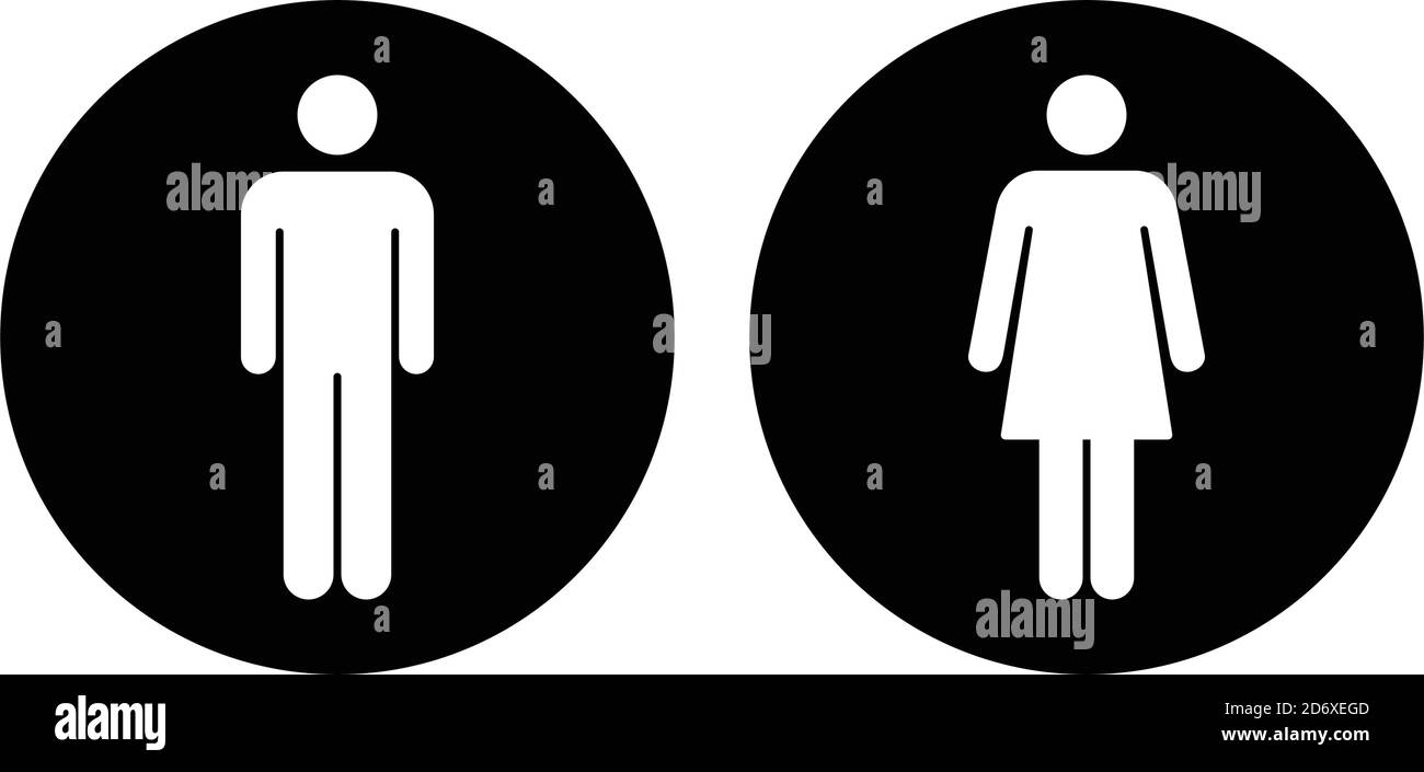 Bathroom sign vector with man and woman symbol in a glyph pictogram ...