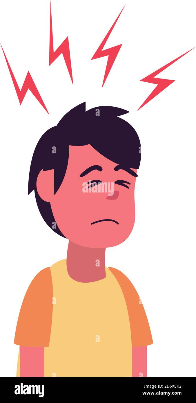 boy cartoon with headache flat style icon design of Medical care health ...