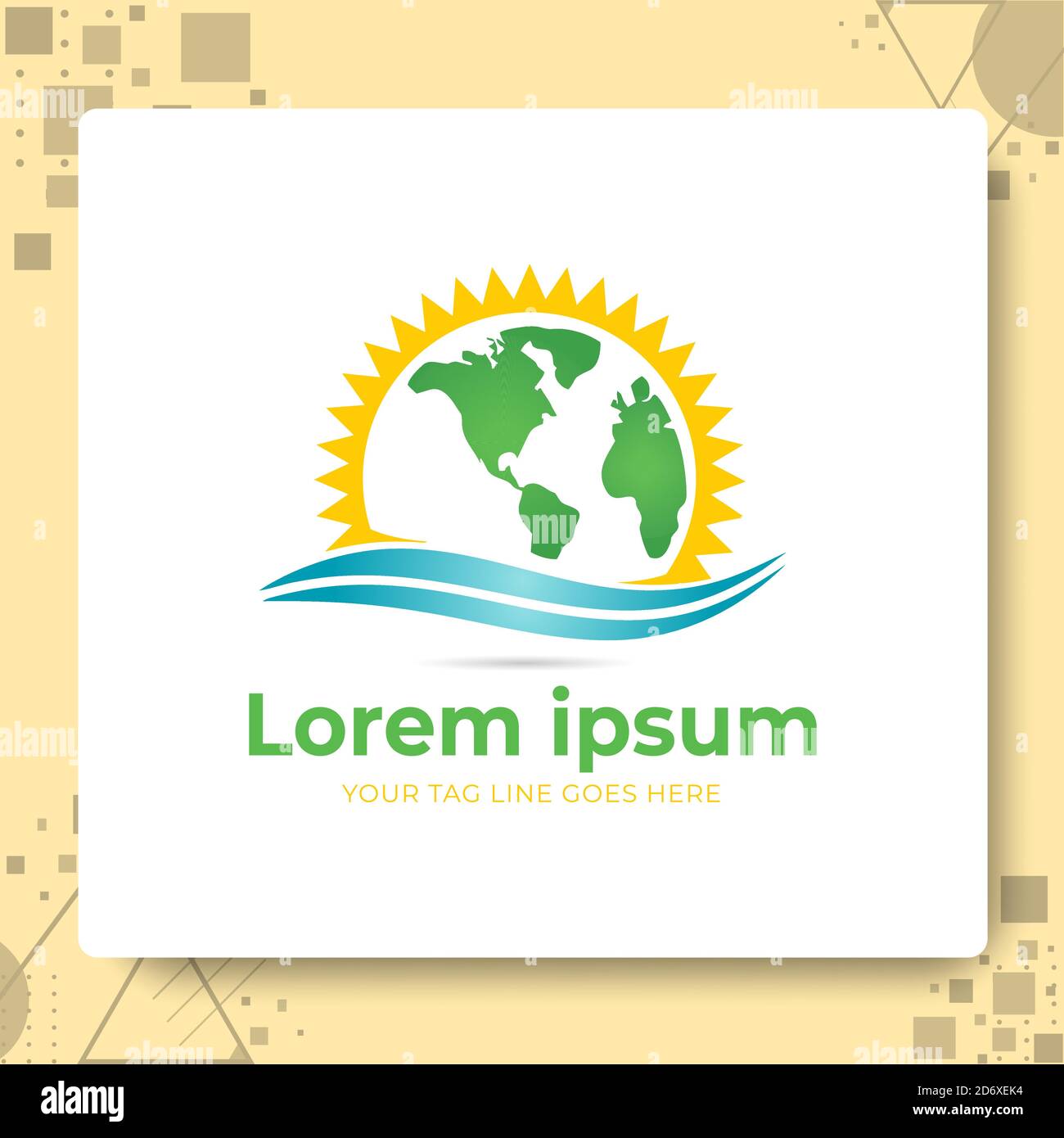 eco world logo design. sun earth and sea logo vector Stock Vector Image ...