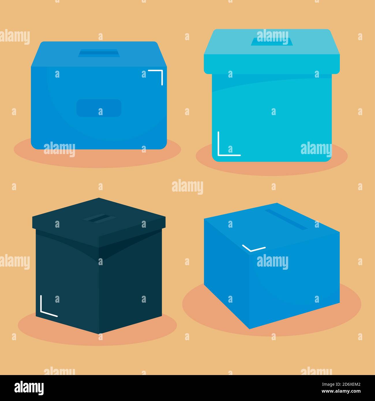 election day concept, ballot boxes icon set over orange background ...