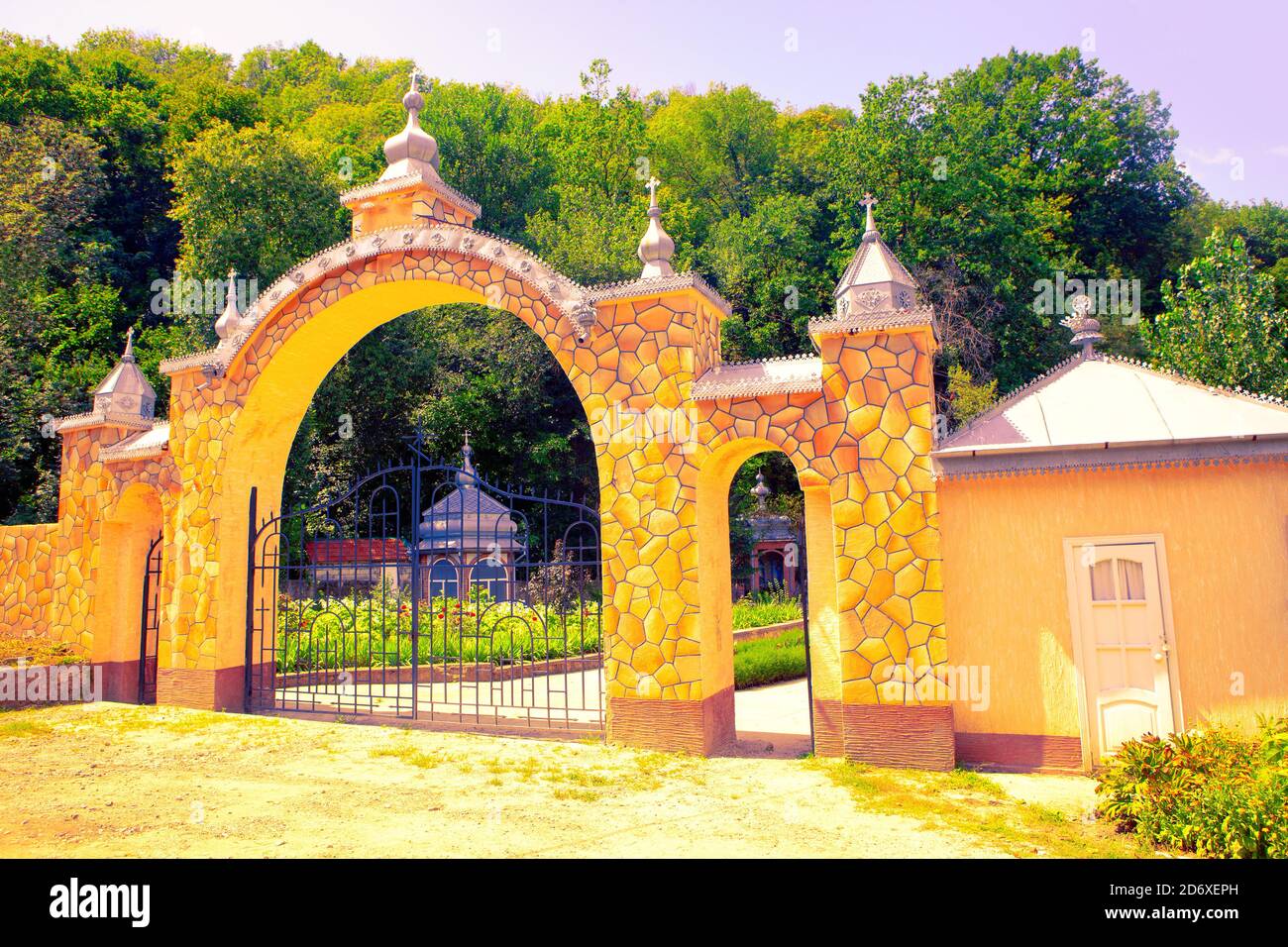 Church gate entrance with small domes Stock Photo - Alamy