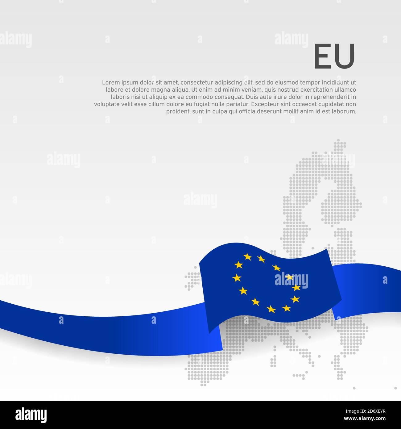 European union wavy flag and mosaic map on white background. European ...