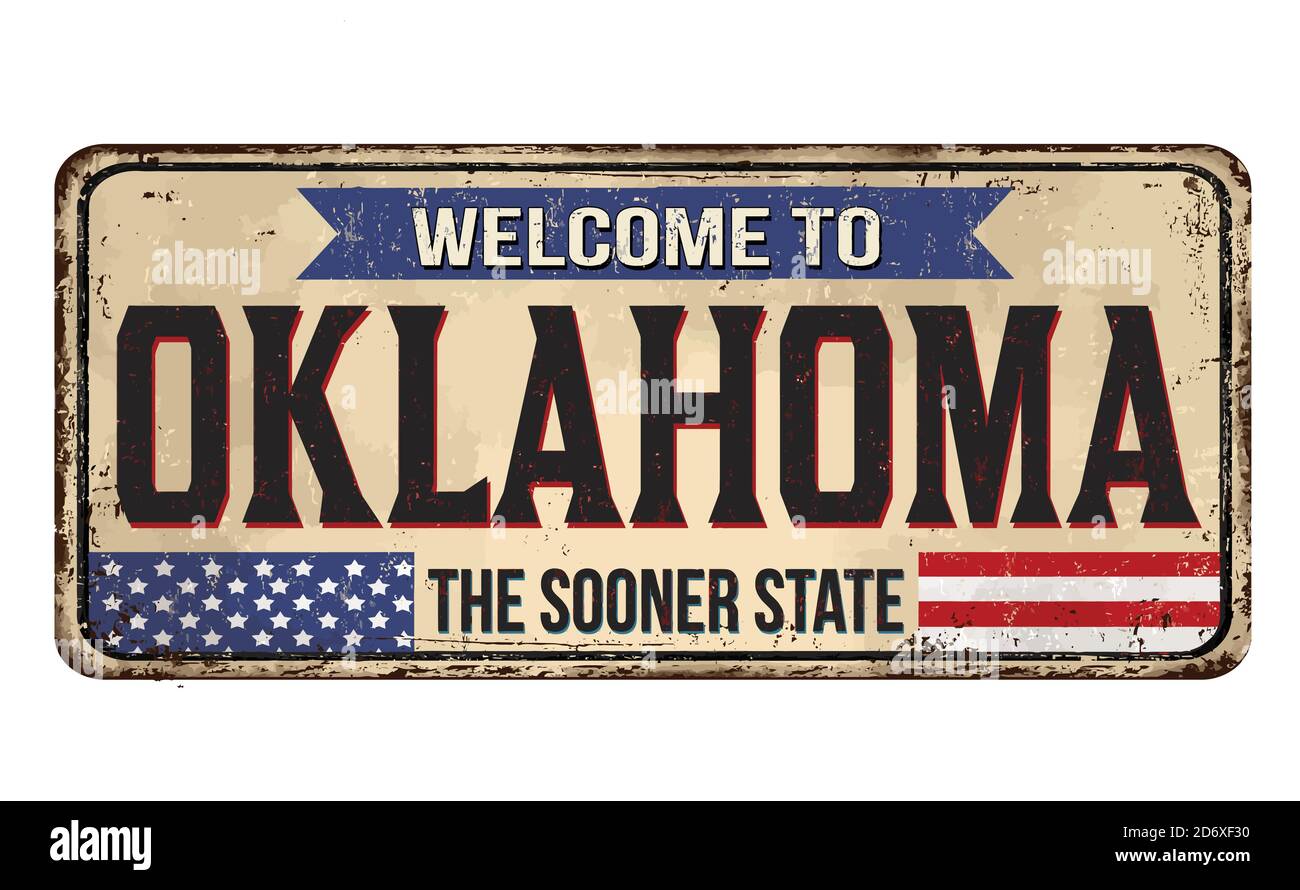 Welcome to Oklahoma vintage rusty metal sign on a white background ...