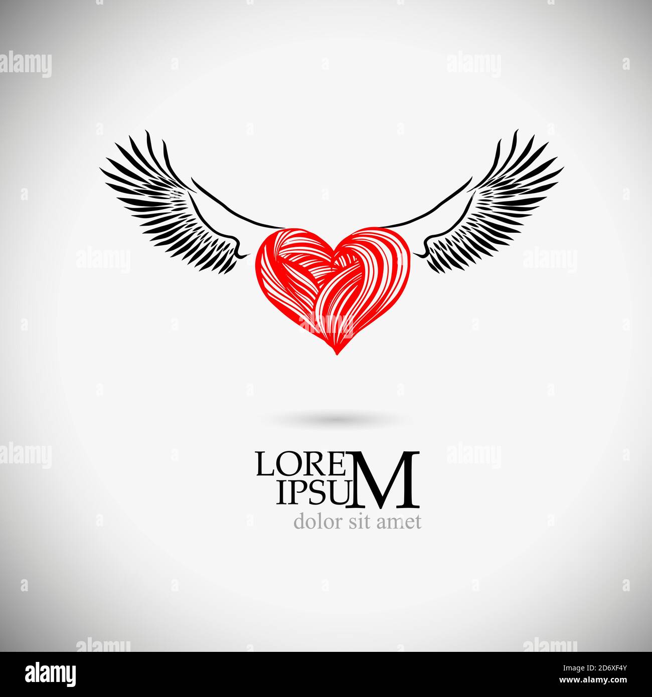 Flying heart with wings. tattoo object. Valentine sign. Heart with ...