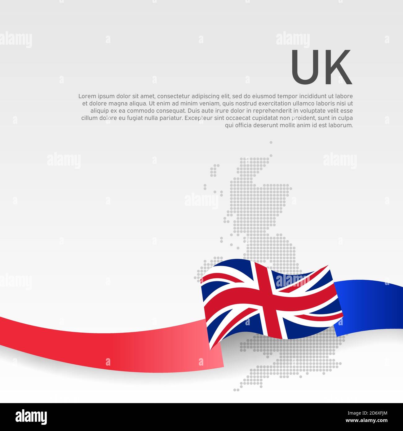 Great Britain wavy flag, mosaic map on white background. Wavy ribbon ...