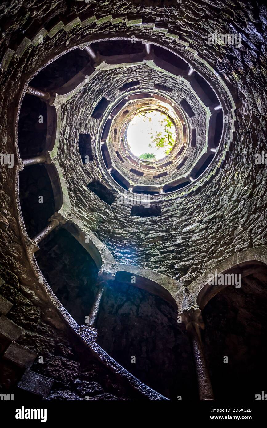 The Initiation well of Quinta da Regaleira park in Sintra, Portugal ...