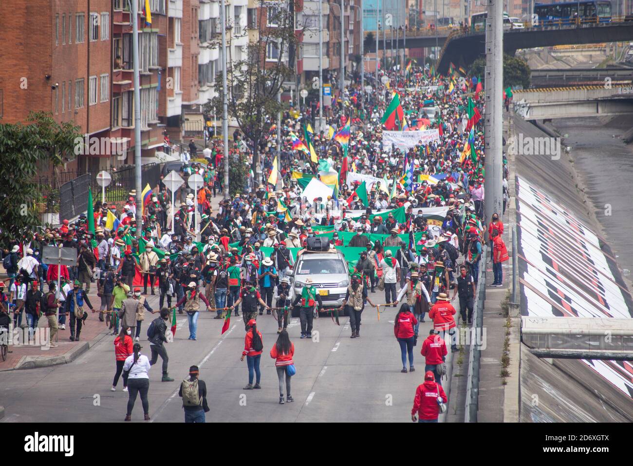 Bogota, Colombia. 19th Oct, 2020. People from indigenous communities ...