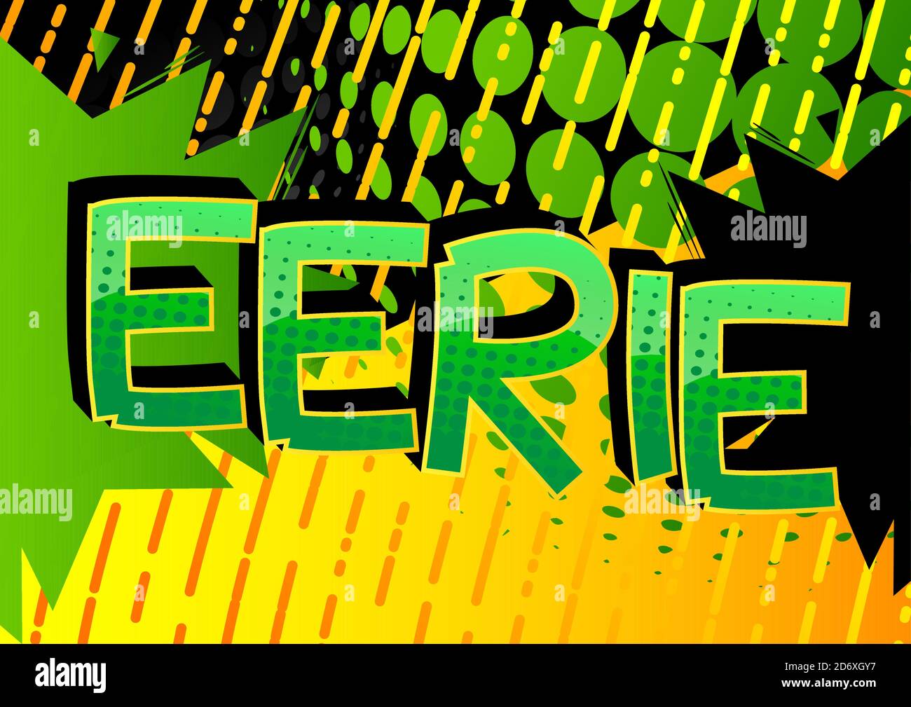 Eerie Comic book style cartoon words on abstract colorful comics ...