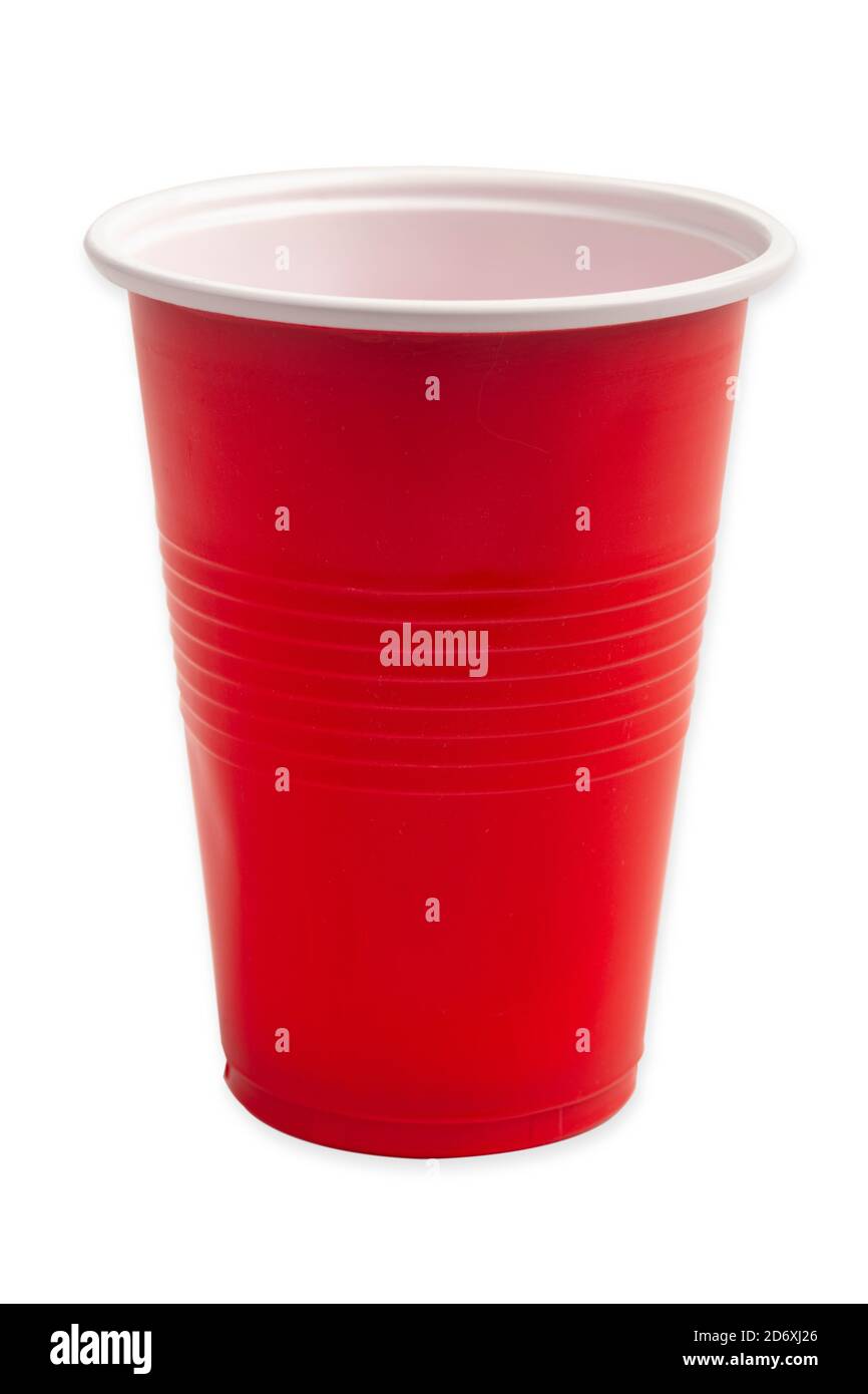 Red plastic cup isolated over white background Stock Photo - Alamy