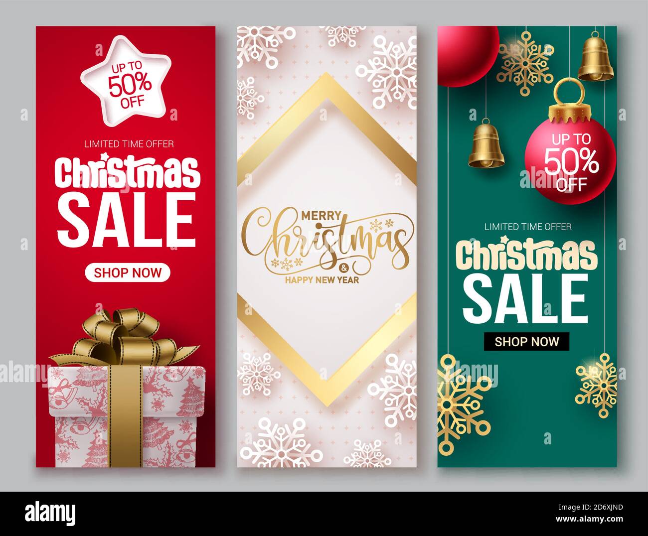 Christmas sale vector poster set. Christmas sale poster collection ...