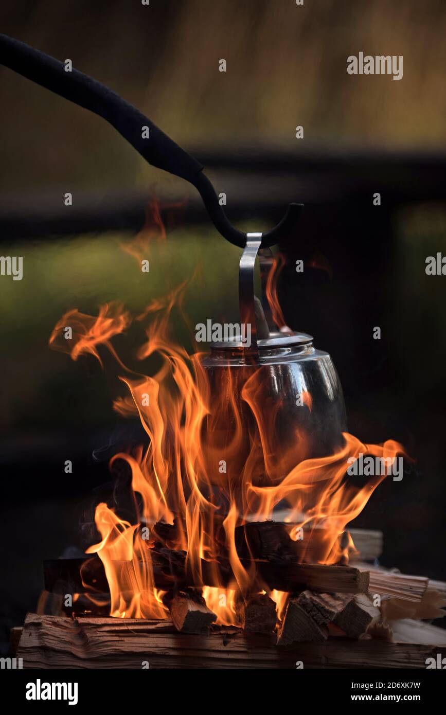 Boiling water on campfire hi-res stock photography and images - Alamy