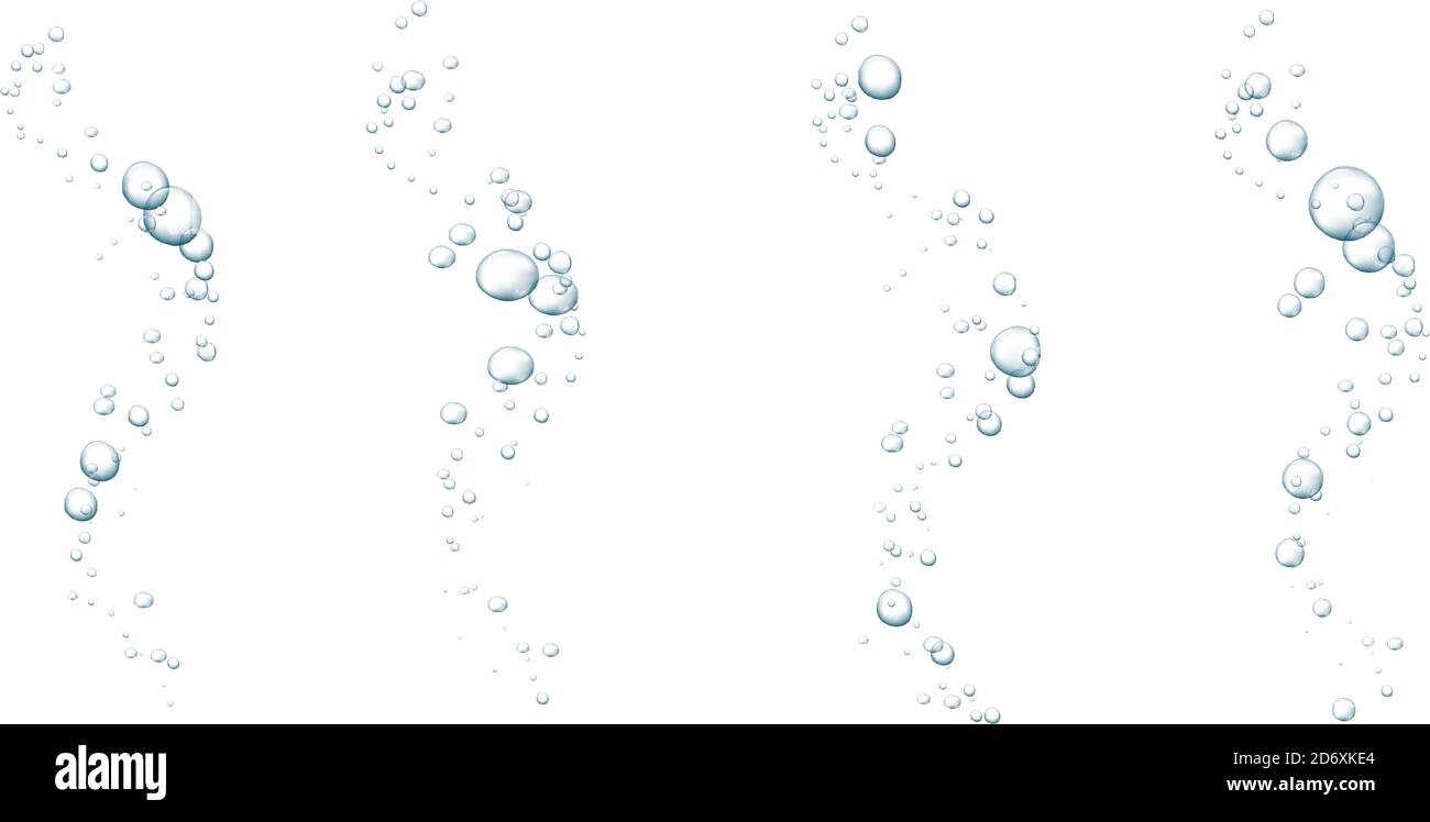 Blue fizzy bubbles. Sparkles underwater stream in water, sea, aquarium ...