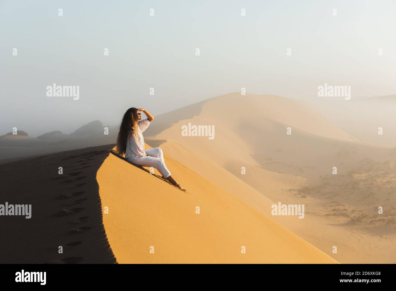 Dream destination, travel and wanderlust concept. Happy woman inspired ...