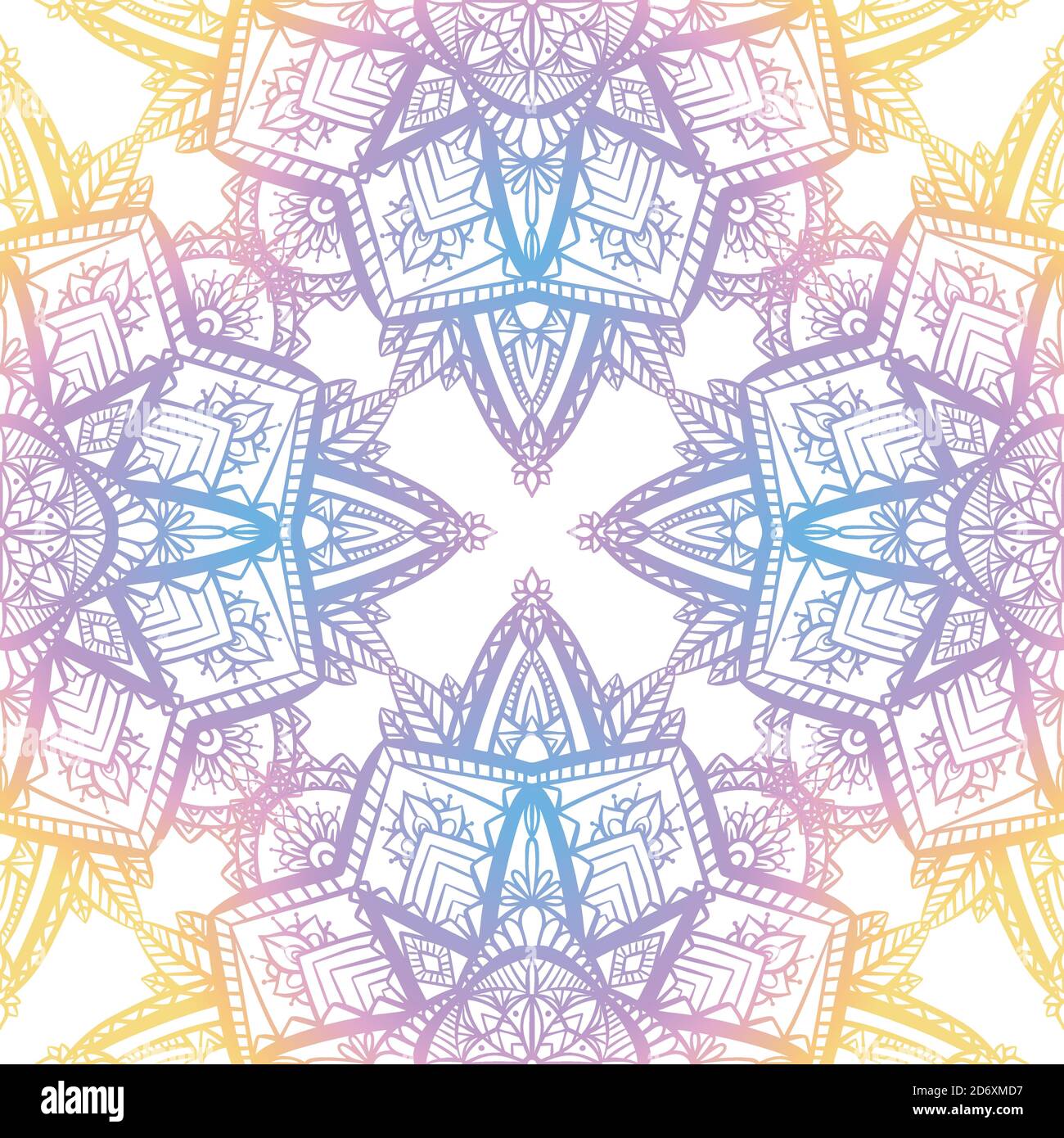 Seamless pattern of gentle mandalas on white background. Hand drawn ...