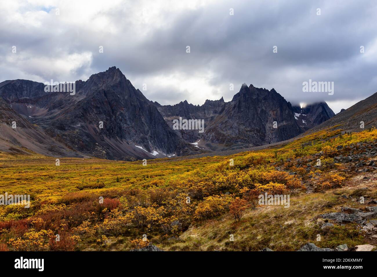 Beautiful View of Dramatic Mountains and Valley during Fall Stock Photo ...