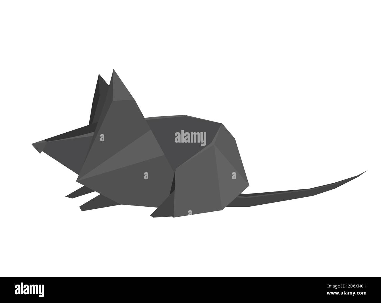 Polygonal illustration of a mouse. 3d paper origami rat. New Year ...