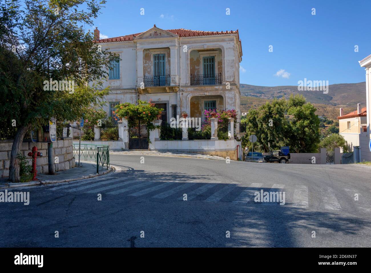 Neoclassical building in Andros Chora, Cyclades, Greece Stock Photo - Alamy