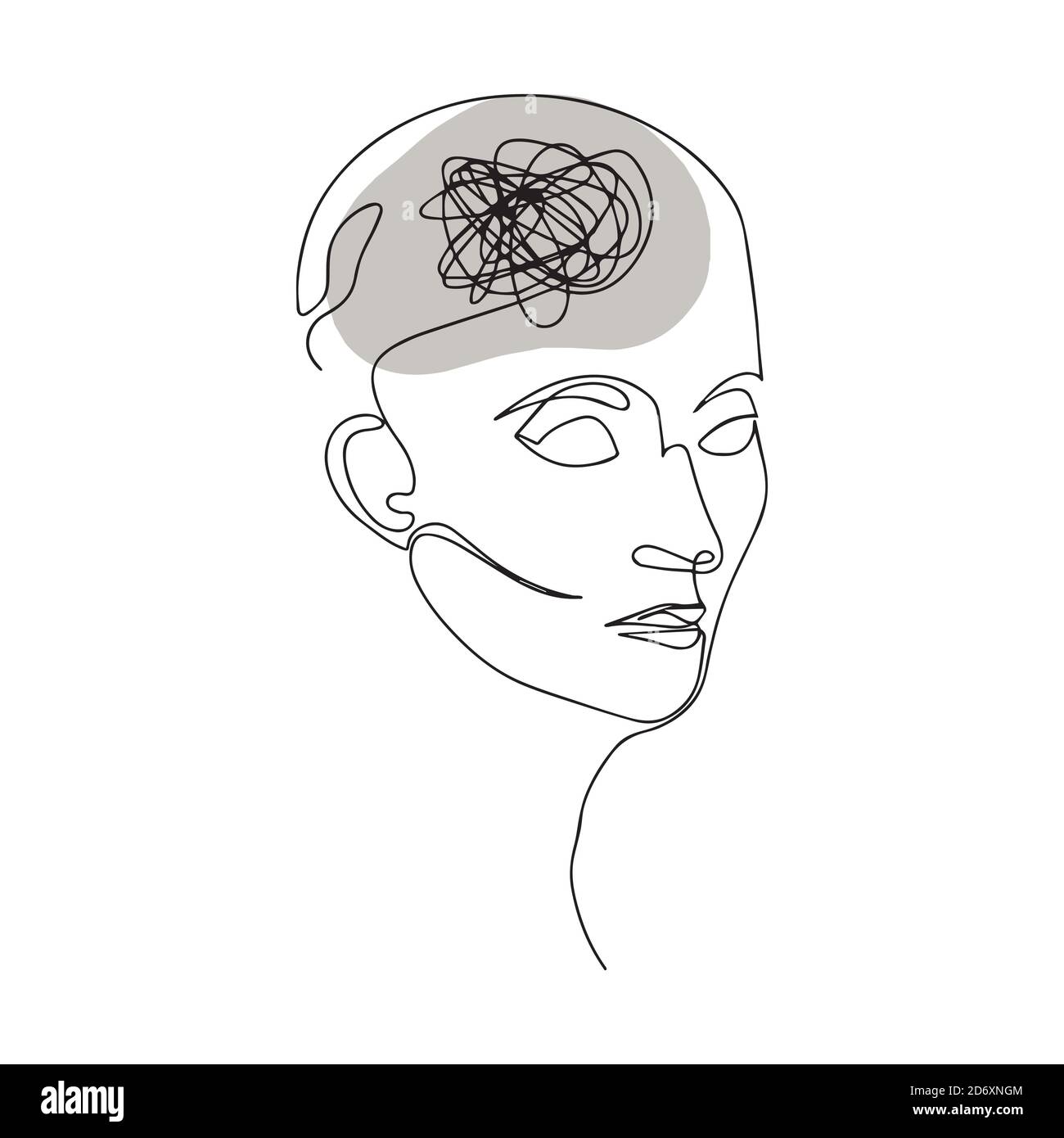 Line Drawing of Human Head With Confused Thoughts In His Brain. Vector ... Line Drawing of Human Head With Confused Thoughts In His Brain. Vector ...