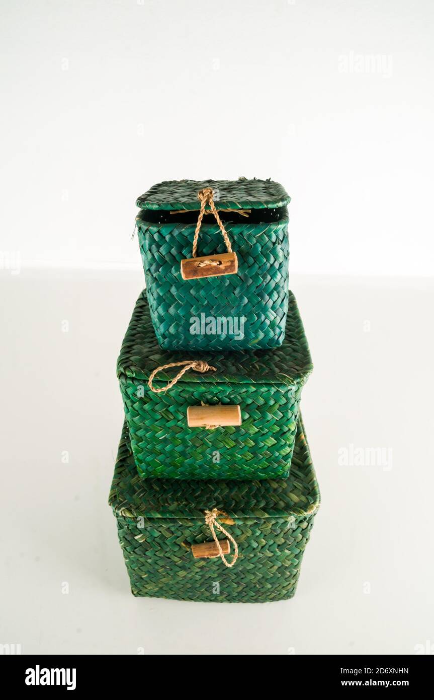 wicker boxes isolated Stock Photo - Alamy