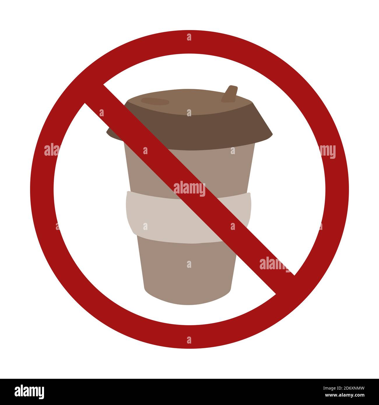 Plastic cup of coffee in a prohibition sign. Zero waste. Ban on ...