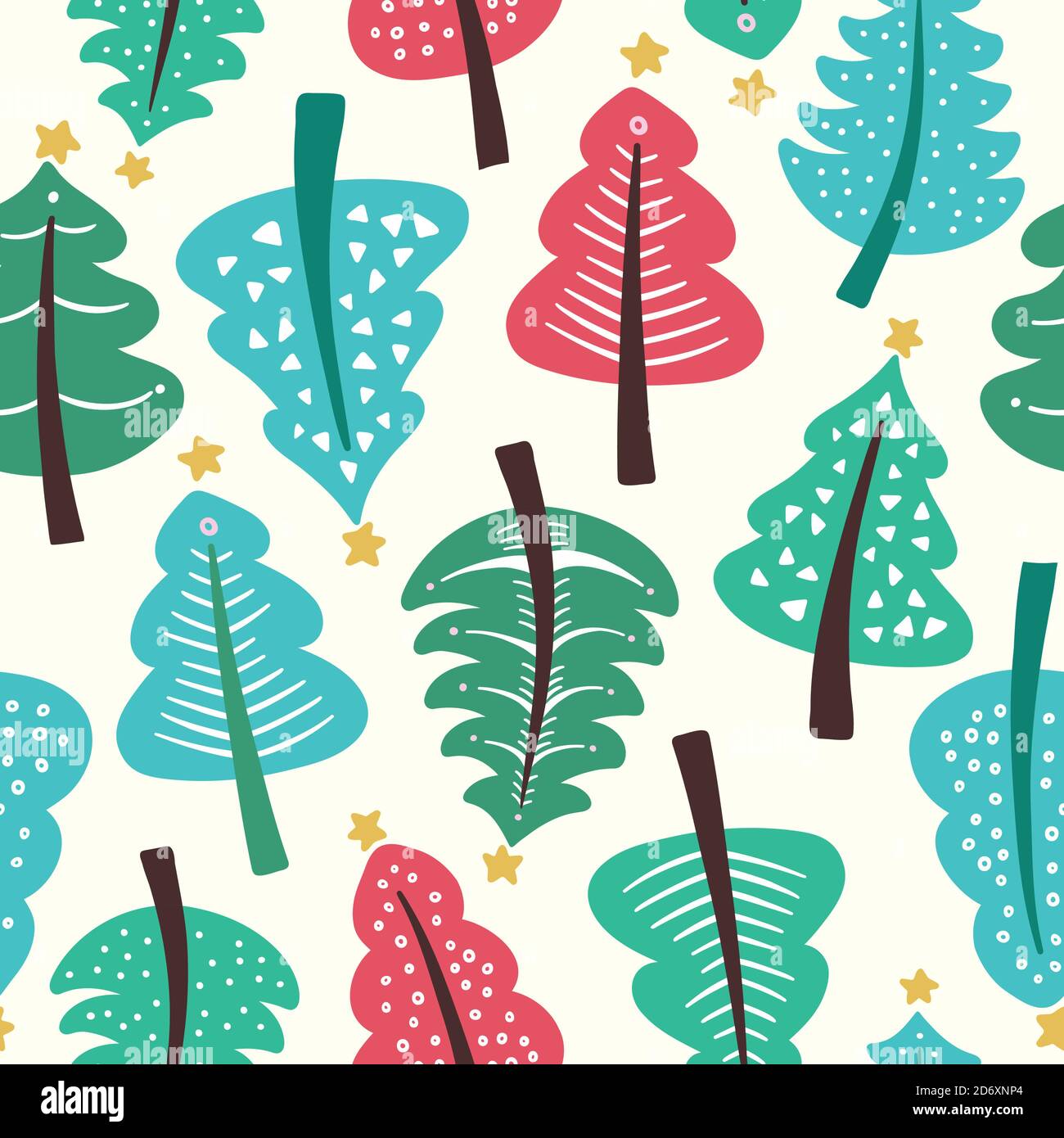 Christmas tree pattern background design, cute seasonal vector seamless ...
