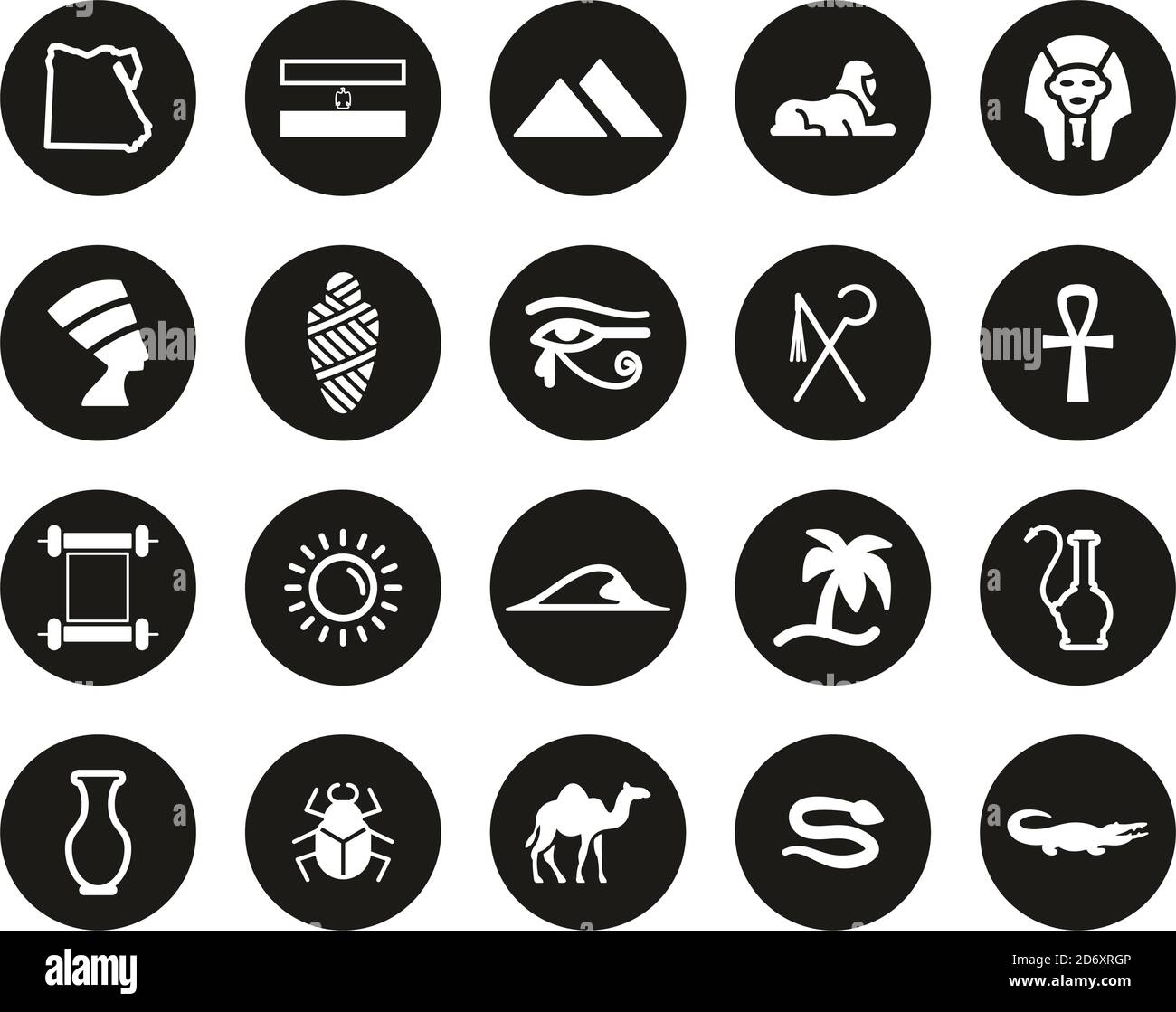 Egypt Country & Culture Icons White On Black Flat Design Circle Set Big Stock Vector Image & Art ...