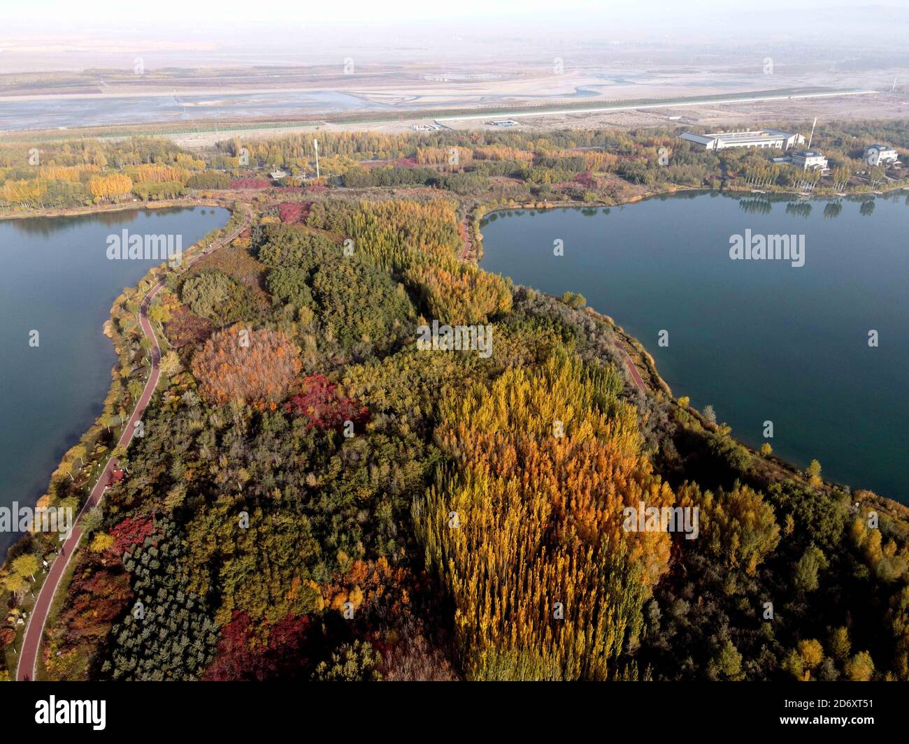 Zhangye, China. 19th Oct, 2020. The colorful Lushui Bay in autumn in ...