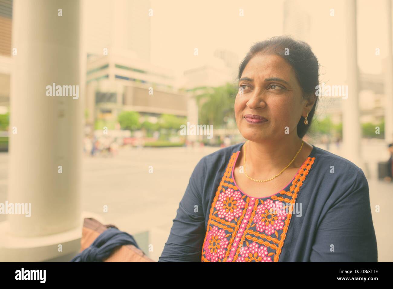 Mature Beautiful Indian Woman Exploring The City Of Bangkok Thailand