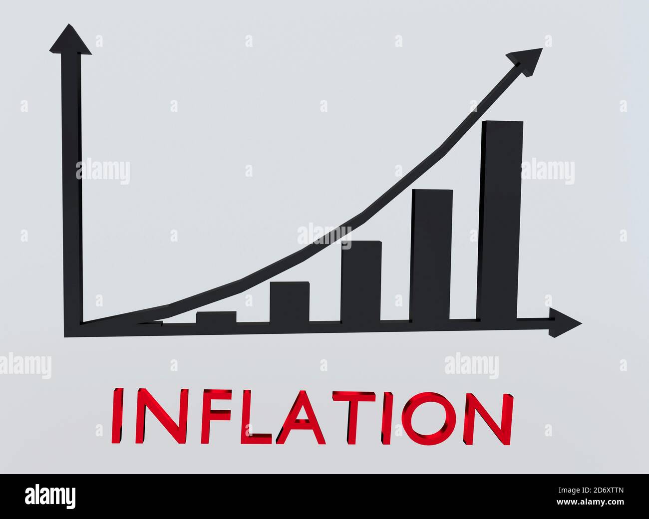 3D illustration of INFLATION under a column bar graph, isolated over ...