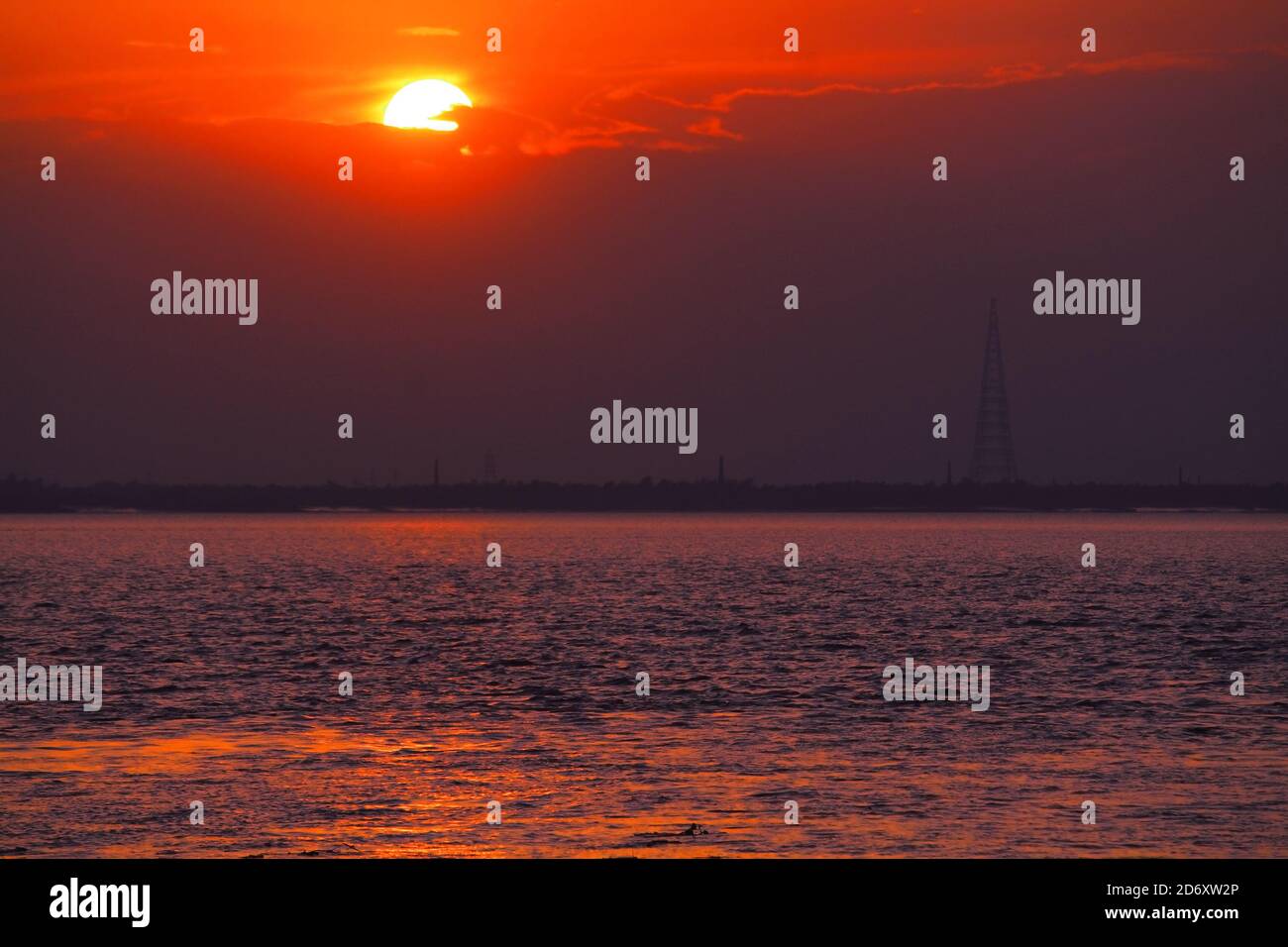 beautiful view of ganga river during dusk in summer, west bengal in ...