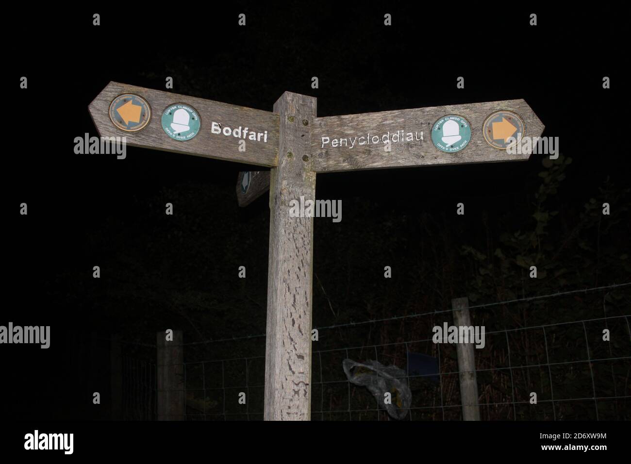 Offa's Dyke Path direction signpost. National Trail. Long-distance ...