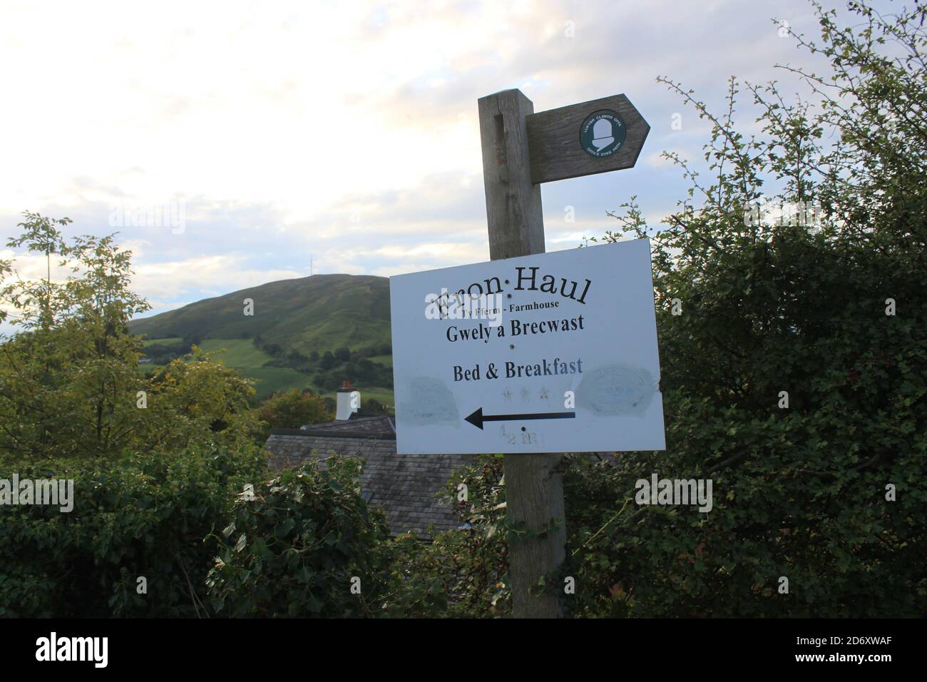 Offa's Dyke Path direction signpost. National Trail. Long-distance ...