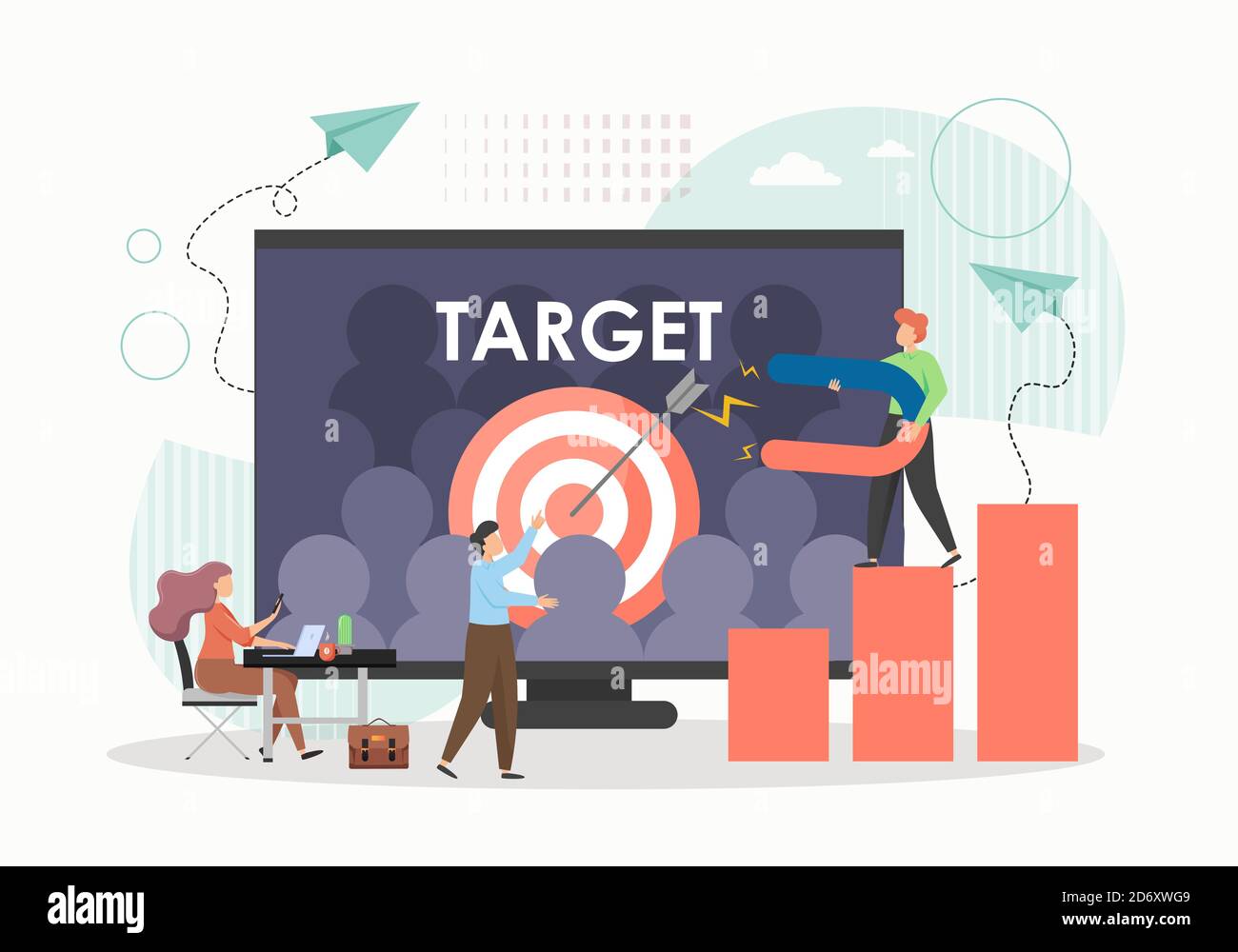 Businessman attracting potential customers with magnet, flat vector ... Businessman attracting potential customers with magnet, flat vector ...