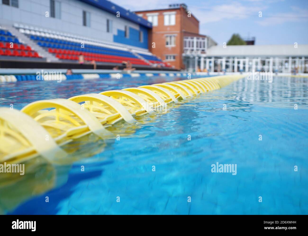 Dividers of paths in the big outdoor swimming pool Stock Photo - Alamy