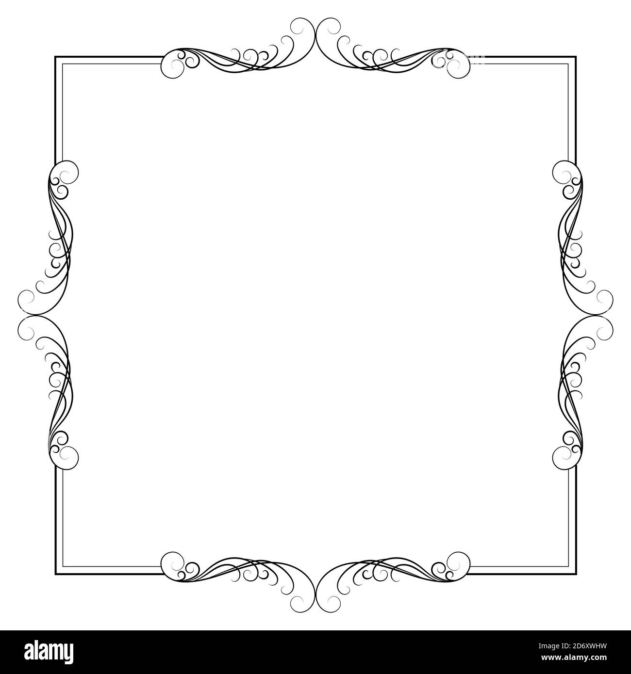 Black calligraphy ornamental decorative frame on white background Stock ...
