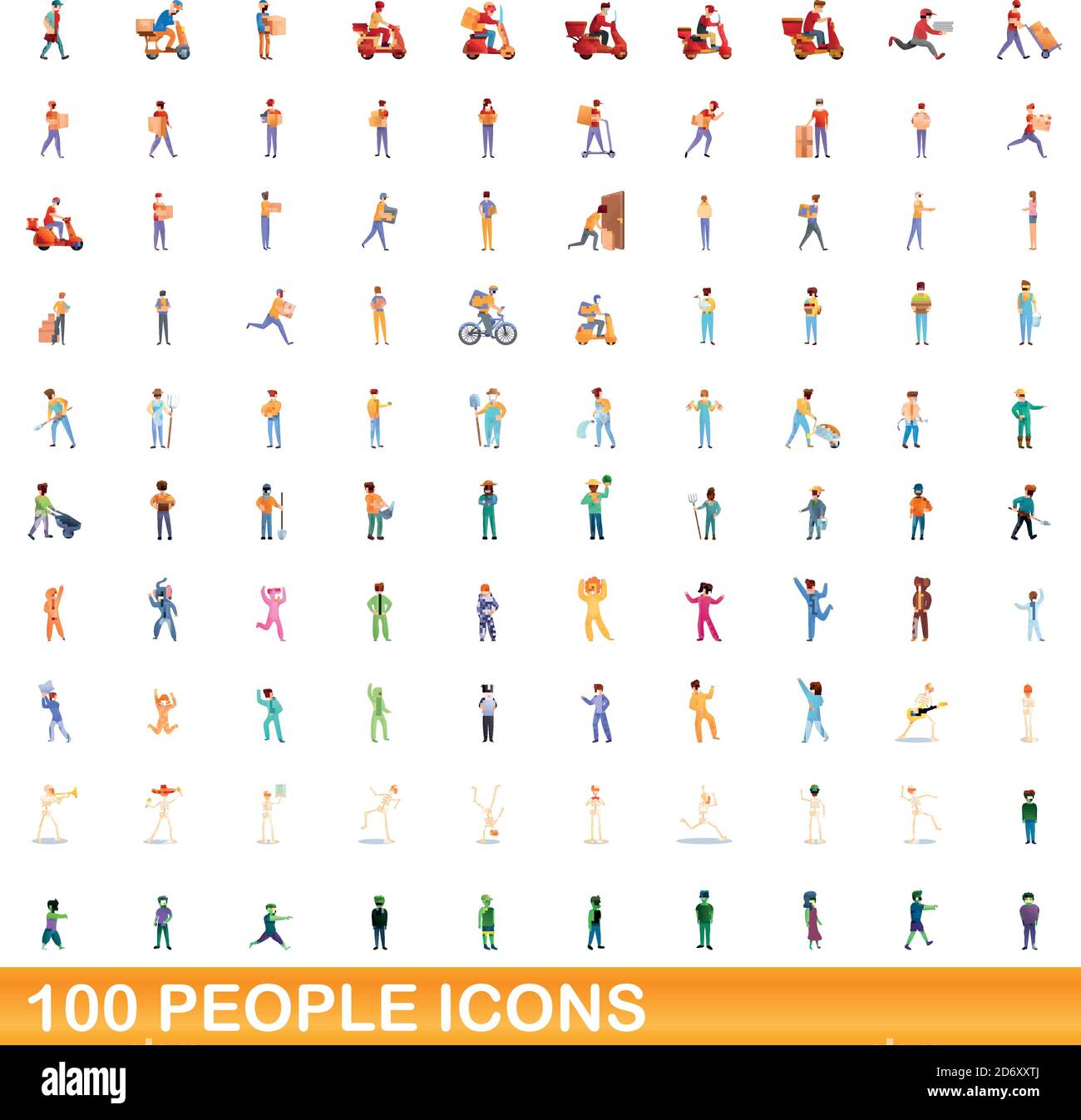 100 people icons set. Cartoon illustration of 100 people icons vector ...
