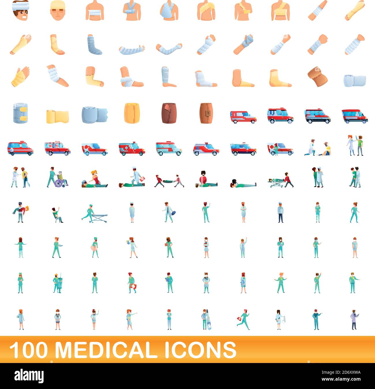 100 medical icons set. Cartoon illustration of 100 medical icons vector ...
