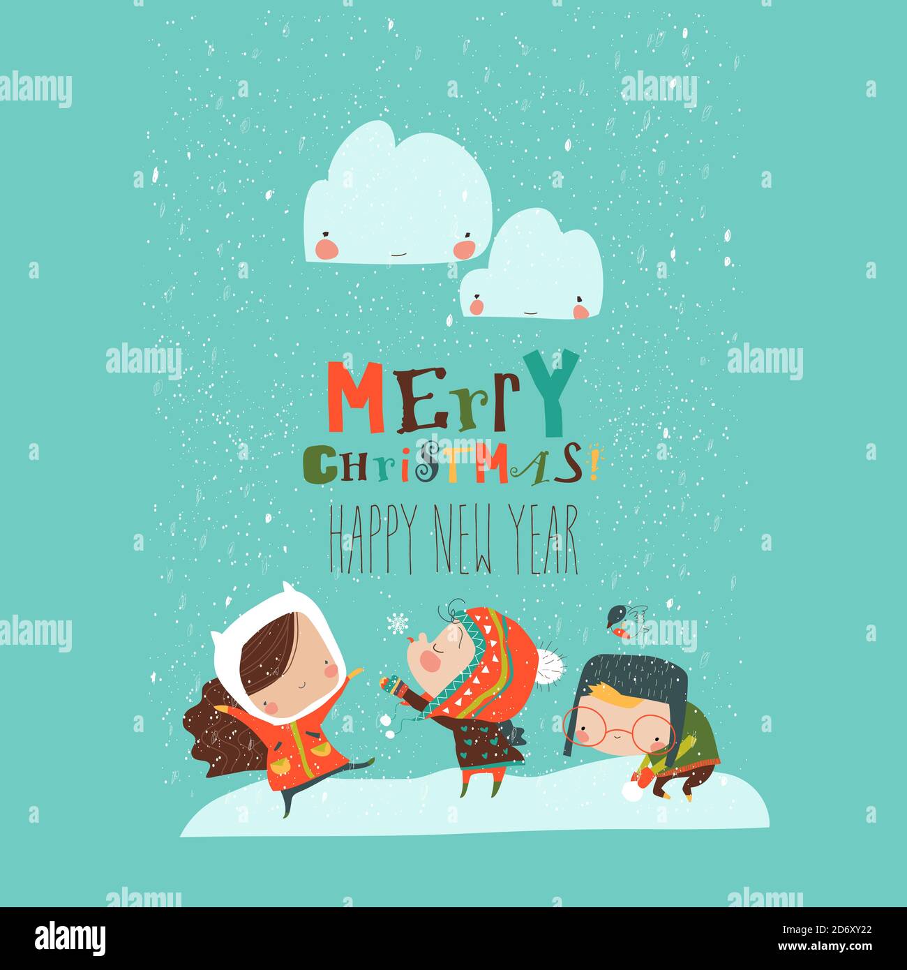Girl with snowball Stock Vector Images - Alamy