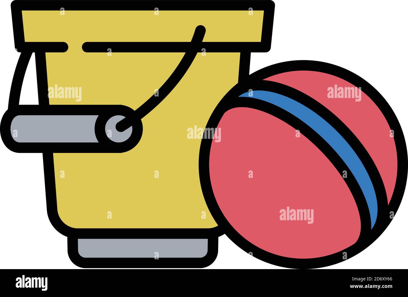 Kid play bucket ball icon. Outline kid play bucket ball vector icon for ...
