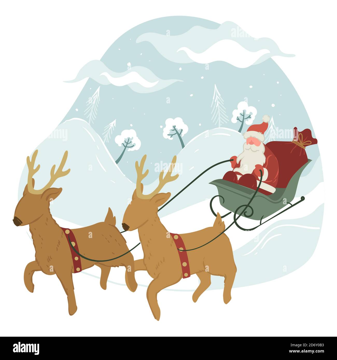 Santa claus riding reindeers Stock Vector Images - Alamy