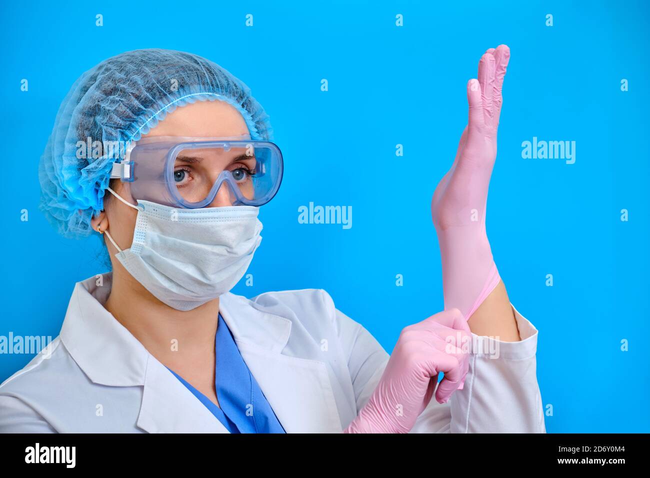Woman in safety goggles pink hi-res stock photography and images - Alamy