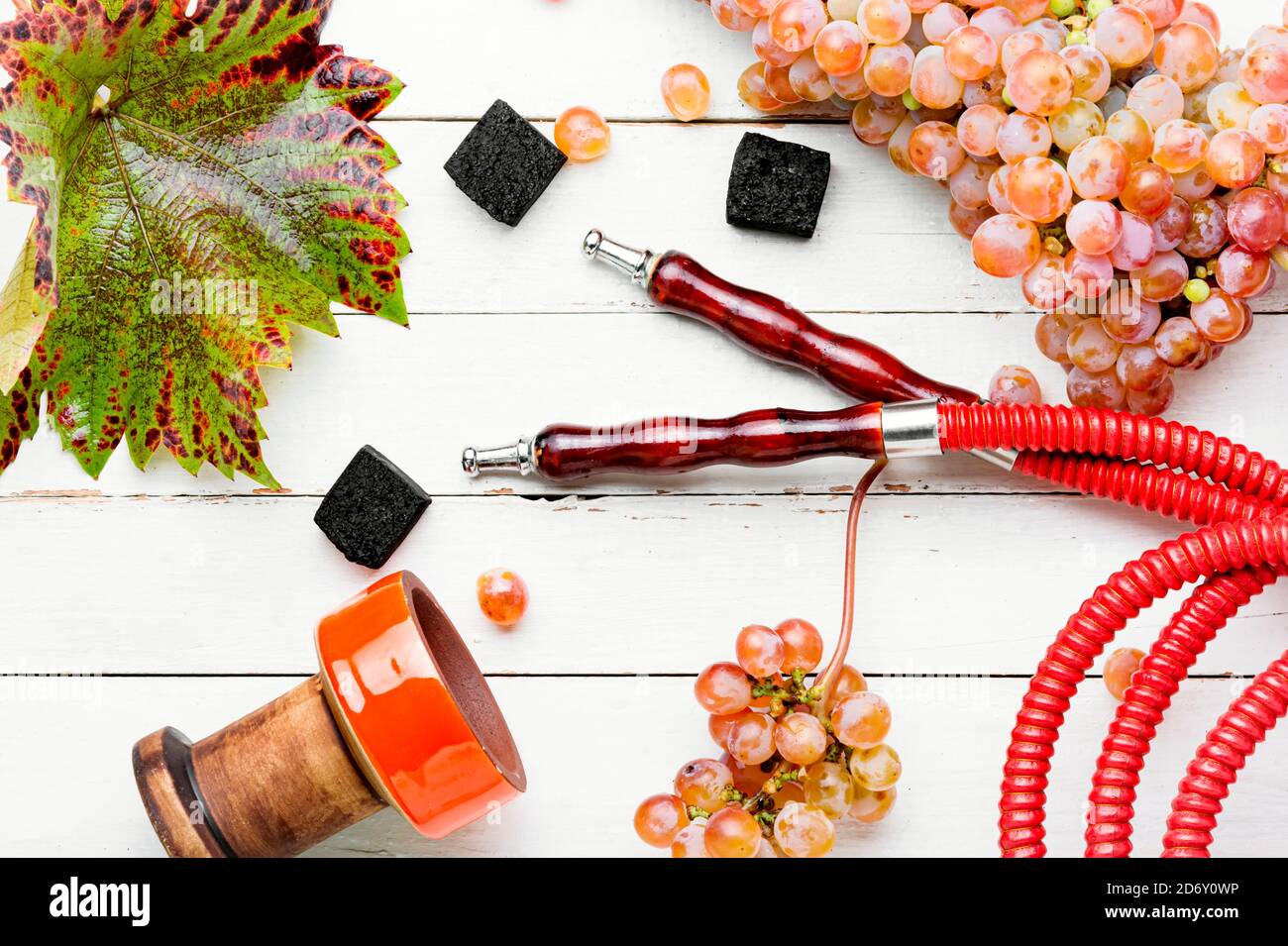 Hookah with grape tobacco.Fragrant grape shisha on white background ...